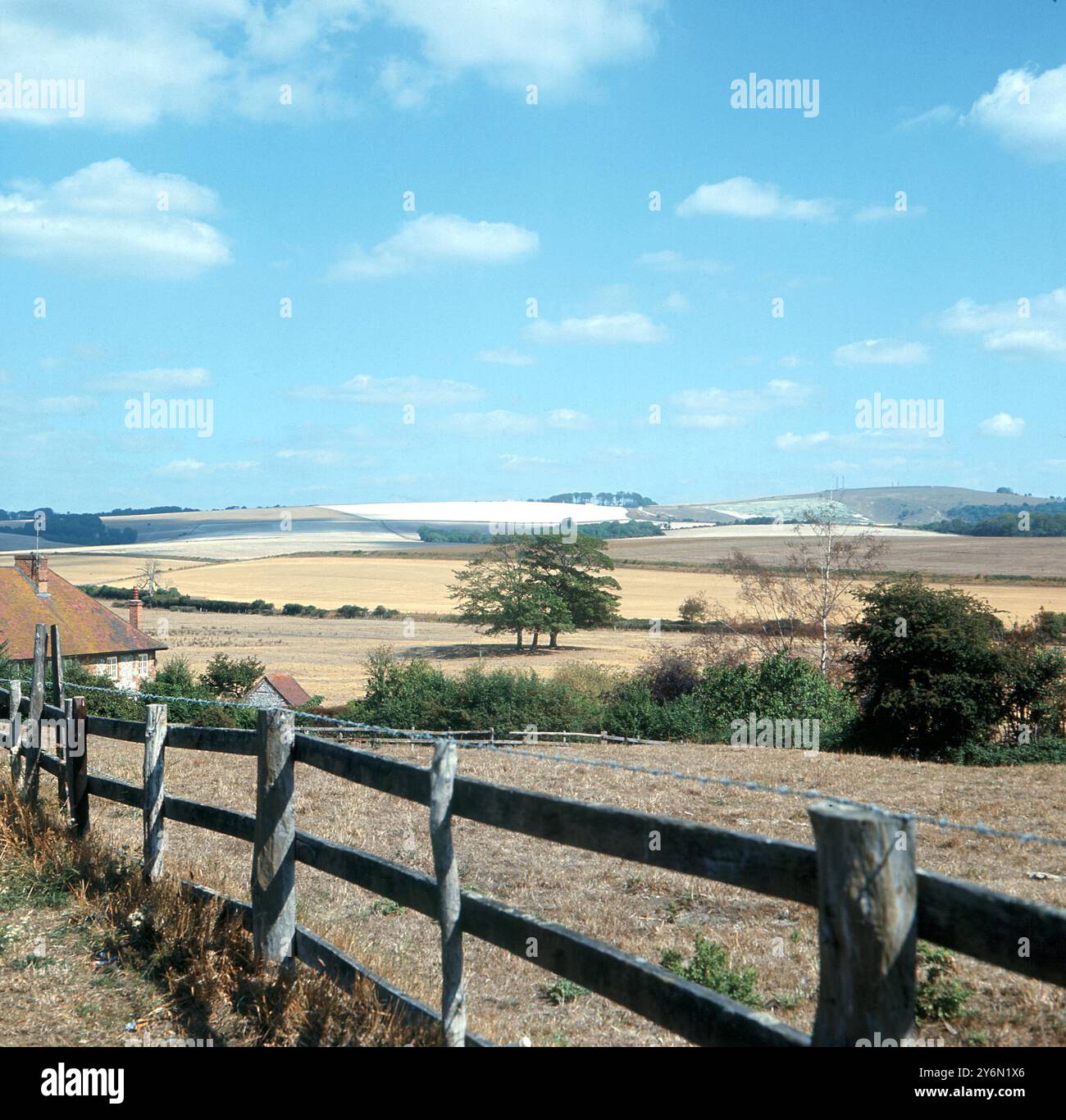 The South Downs looking brown and parched during the drought of 1976 ...