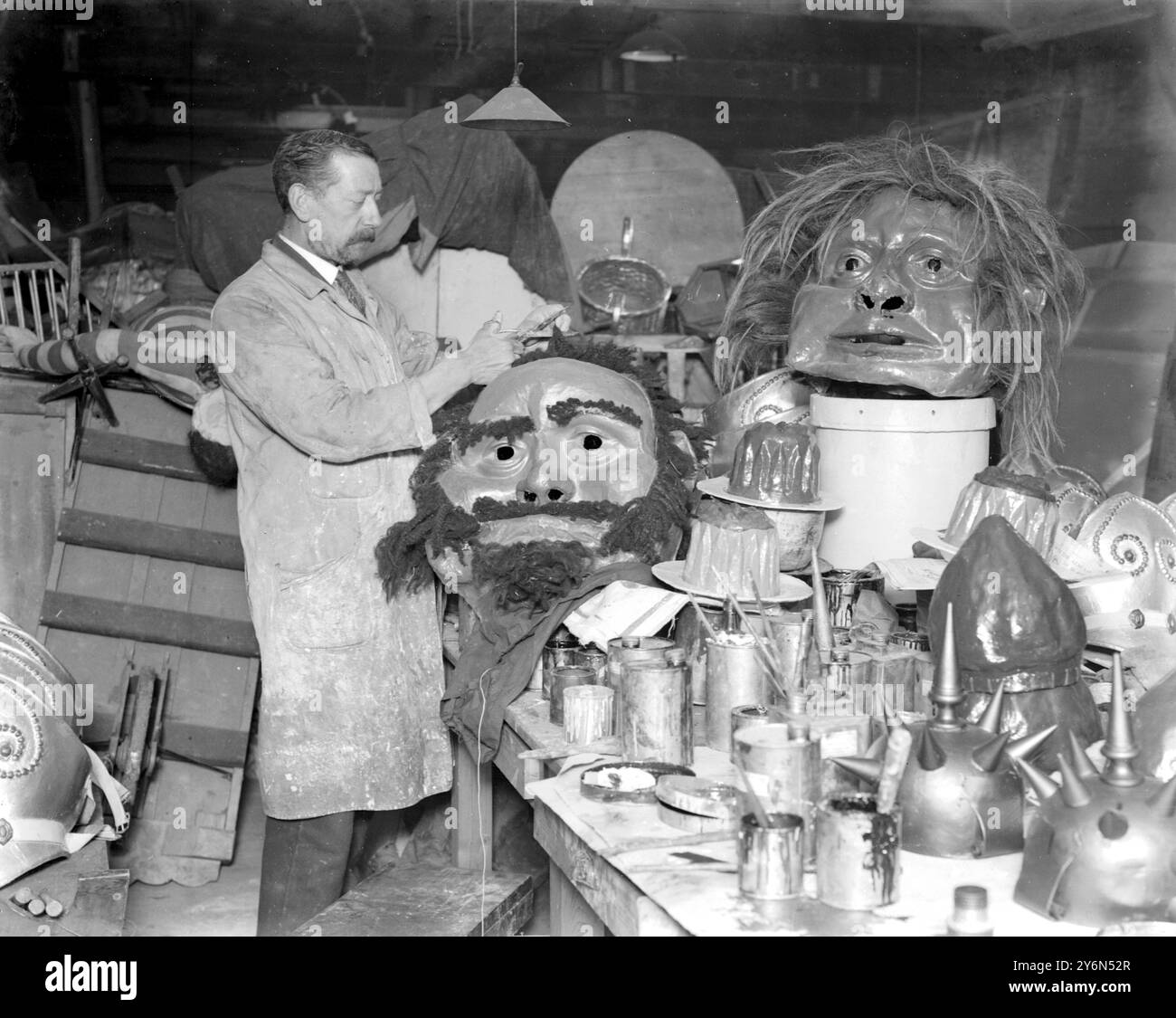 Preparing pantomime props at Hippodrome work shops. One of the ...
