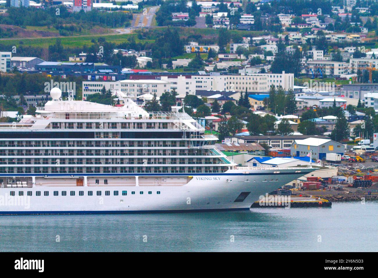 Iceland, northern region, Akureyri, The Viking Sky. Cruise ship in port ...
