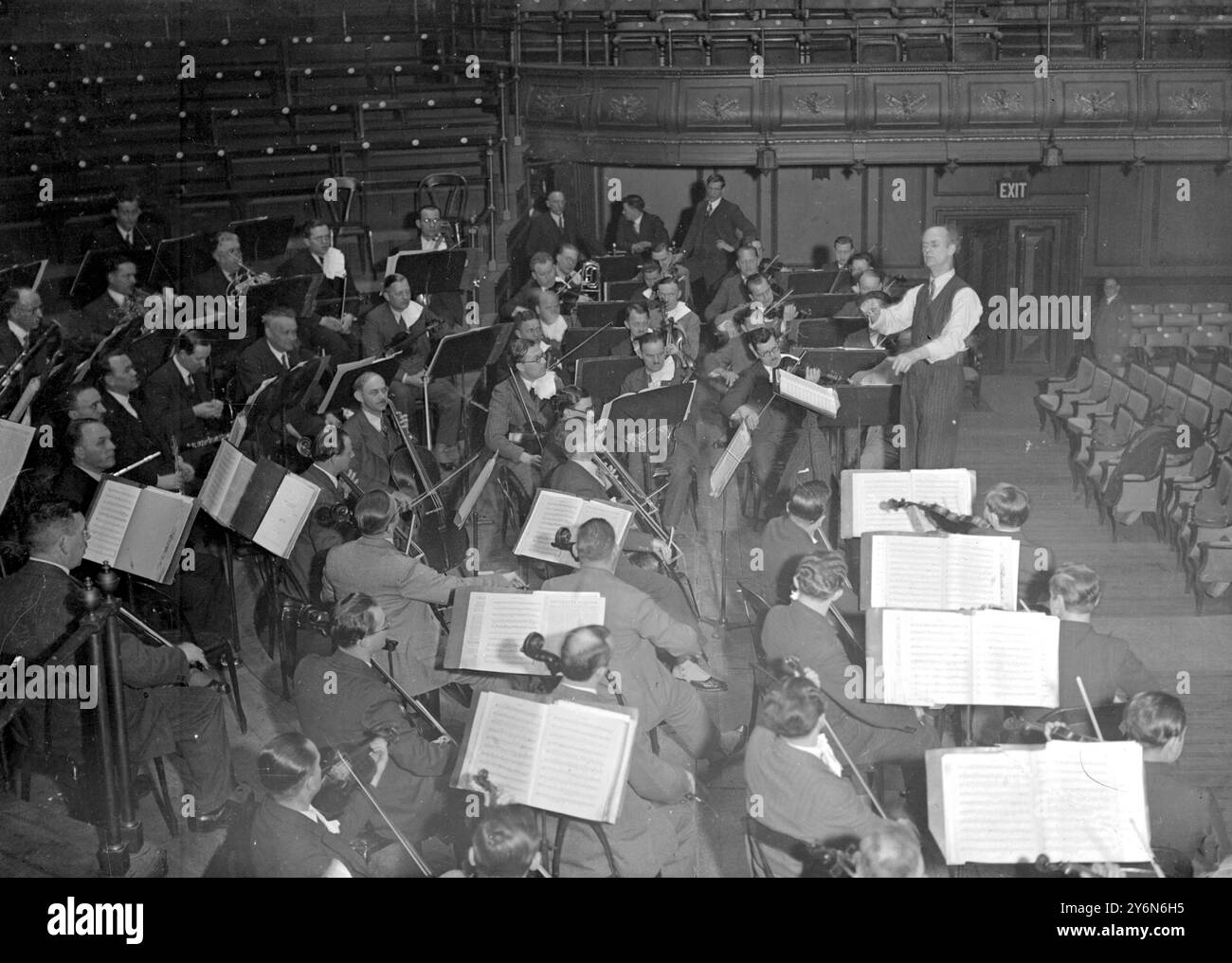 Dr Furtwangler, The famous German Conductor. rehearsing the Berlin ...