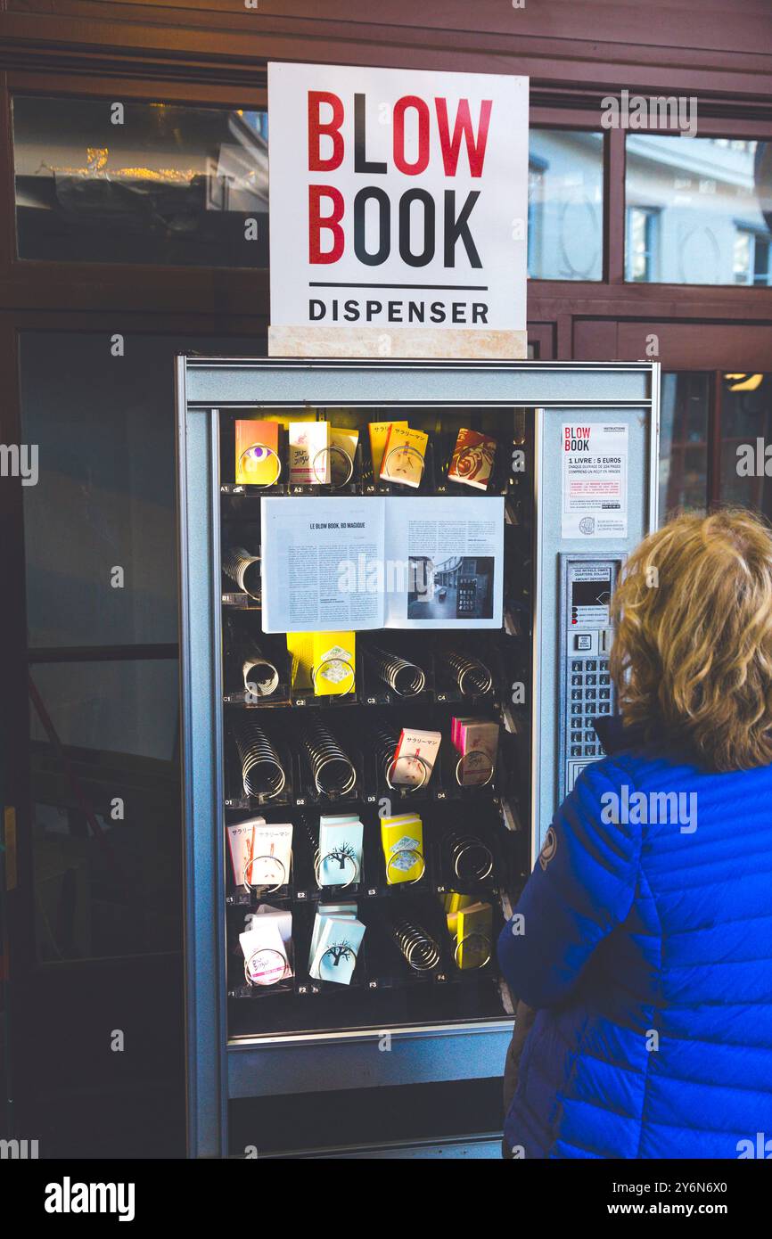 Belgium, Brussels, Book vending machine, bordier gallery. Blow books ...