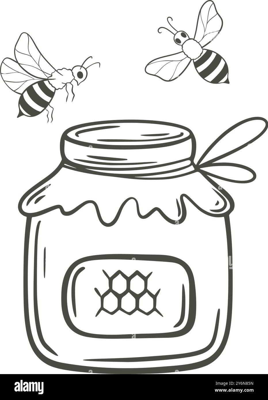Honey bottle drawing Cut Out Stock Images & Pictures - Alamy