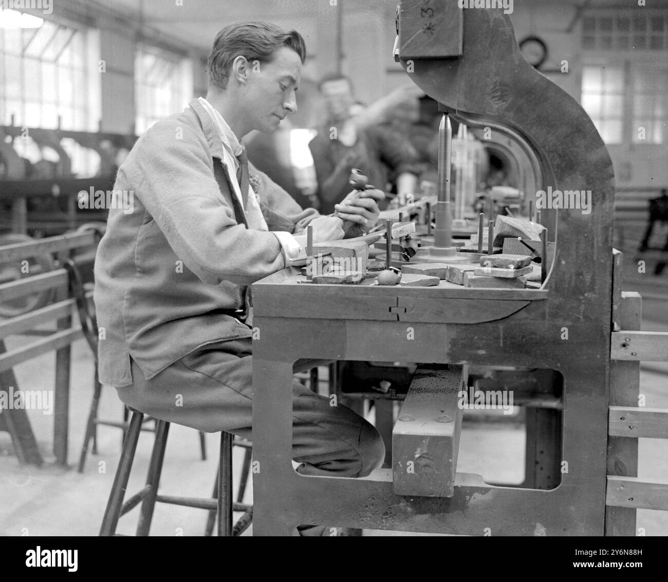 Discharged soldiers learning diomond cutting at works of Mr Bernard ...