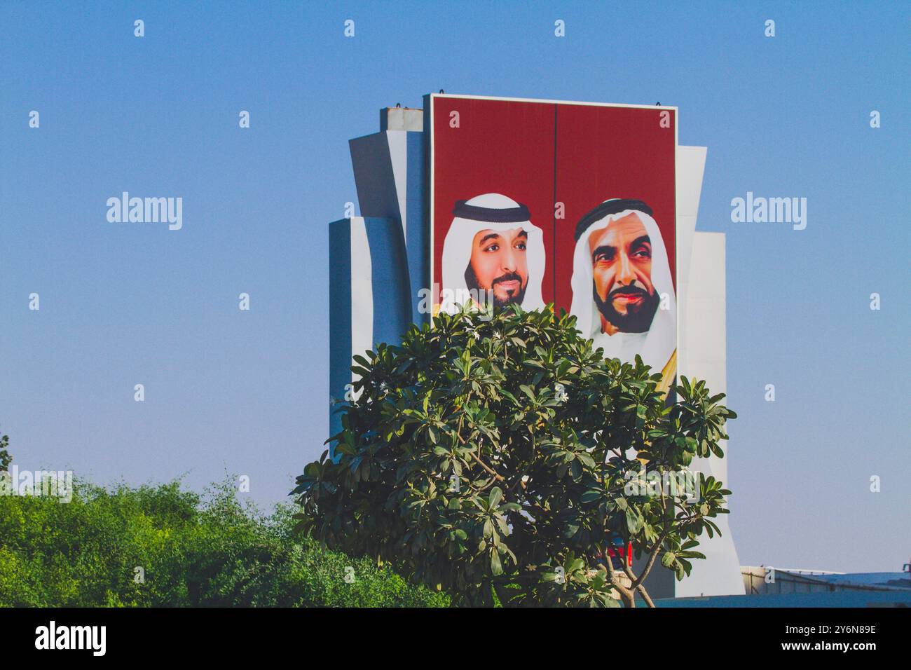 United Arab Emirates, Dubai, right,Portrait of Zayed ben Sultan Al ...