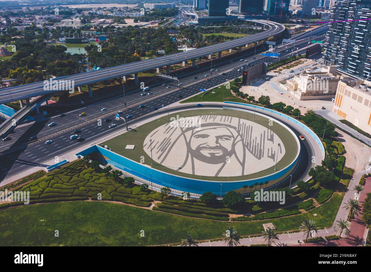 United Arab Emirates, Dubai, Portrait of Zayed bin Sultan Al Nahyan ...