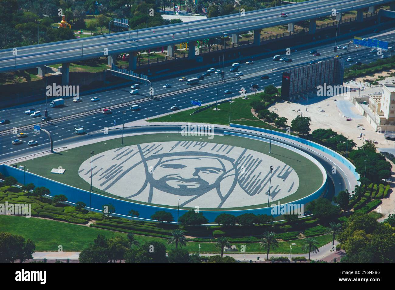 United Arab Emirates, Dubai, Portrait of Zayed bin Sultan Al Nahyan ...