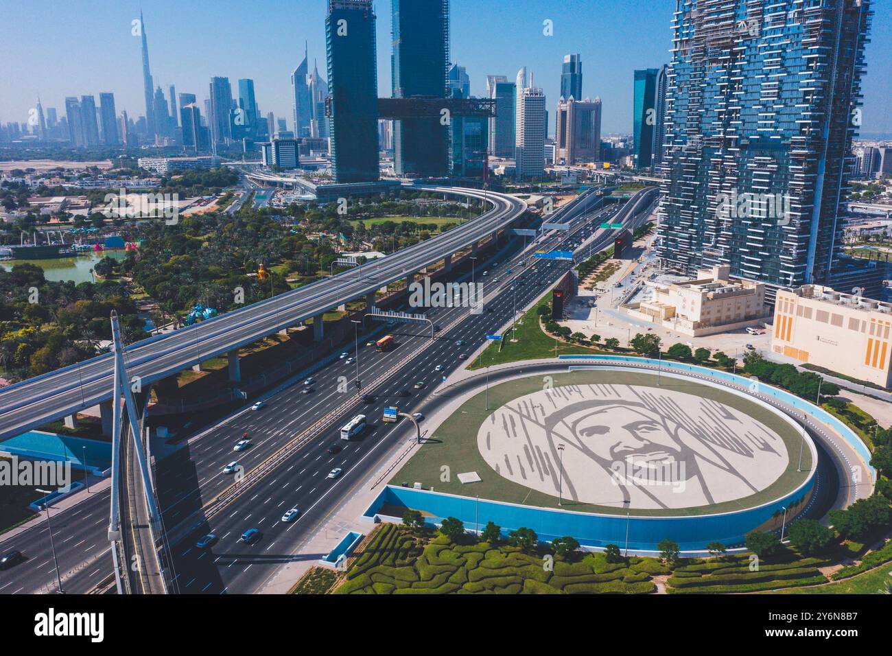United Arab Emirates, Dubai, Portrait of Zayed bin Sultan Al Nahyan ...