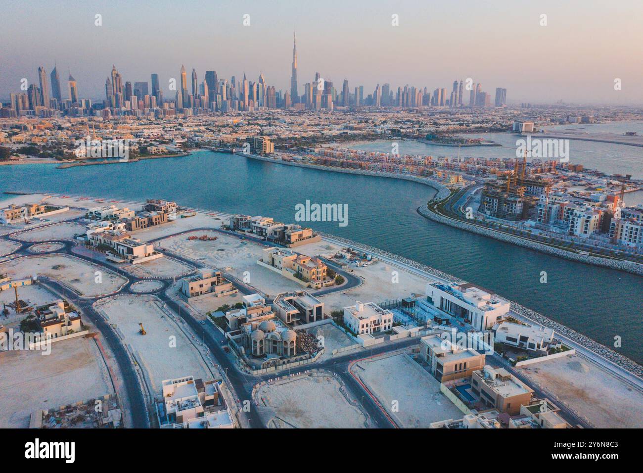 United Arab Emirates, Dubai. Construction sites on Pearl Jumeirah ...