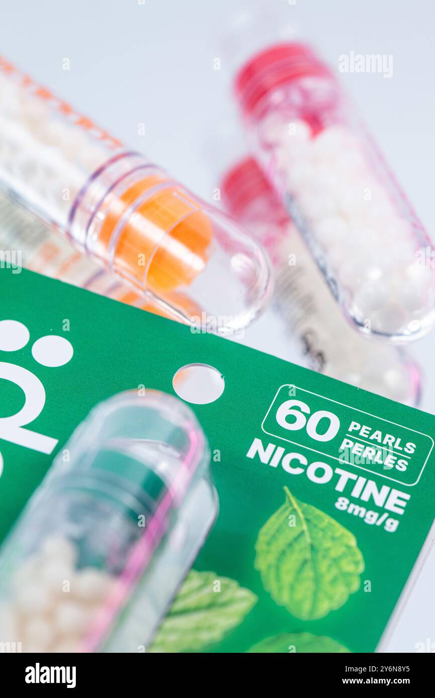 Still life on the theme of cigarette replacement products. Nicopod ...