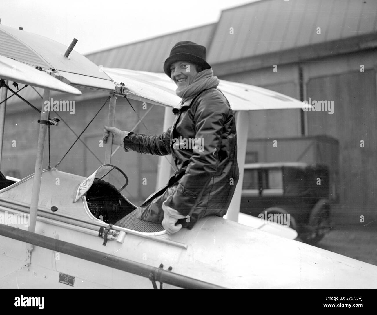 At Stag Lane Aerodrome, Hendon. Hon Lady Bailey (wife of Sir Abe Bailey ...