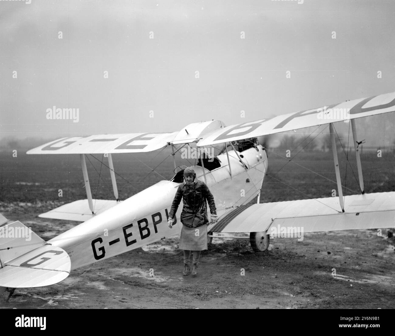 At Stag Lane Aerodrome, Hendon. Hon Lady Bailey (wife of Sir Abe Bailey ...