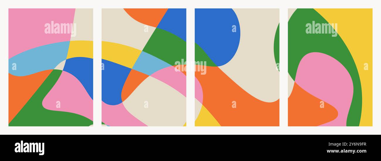 Collection of colorful poster background with hand drawn shapes ...