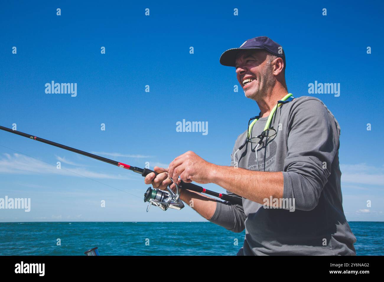 Bass fishing in the Strait of Pas-de-Calais Stock Photo - Alamy