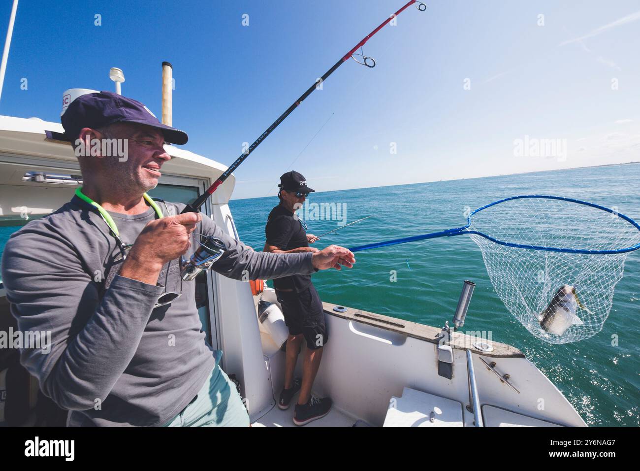 Bass fishing in the Strait of Pas-de-Calais Stock Photo - Alamy
