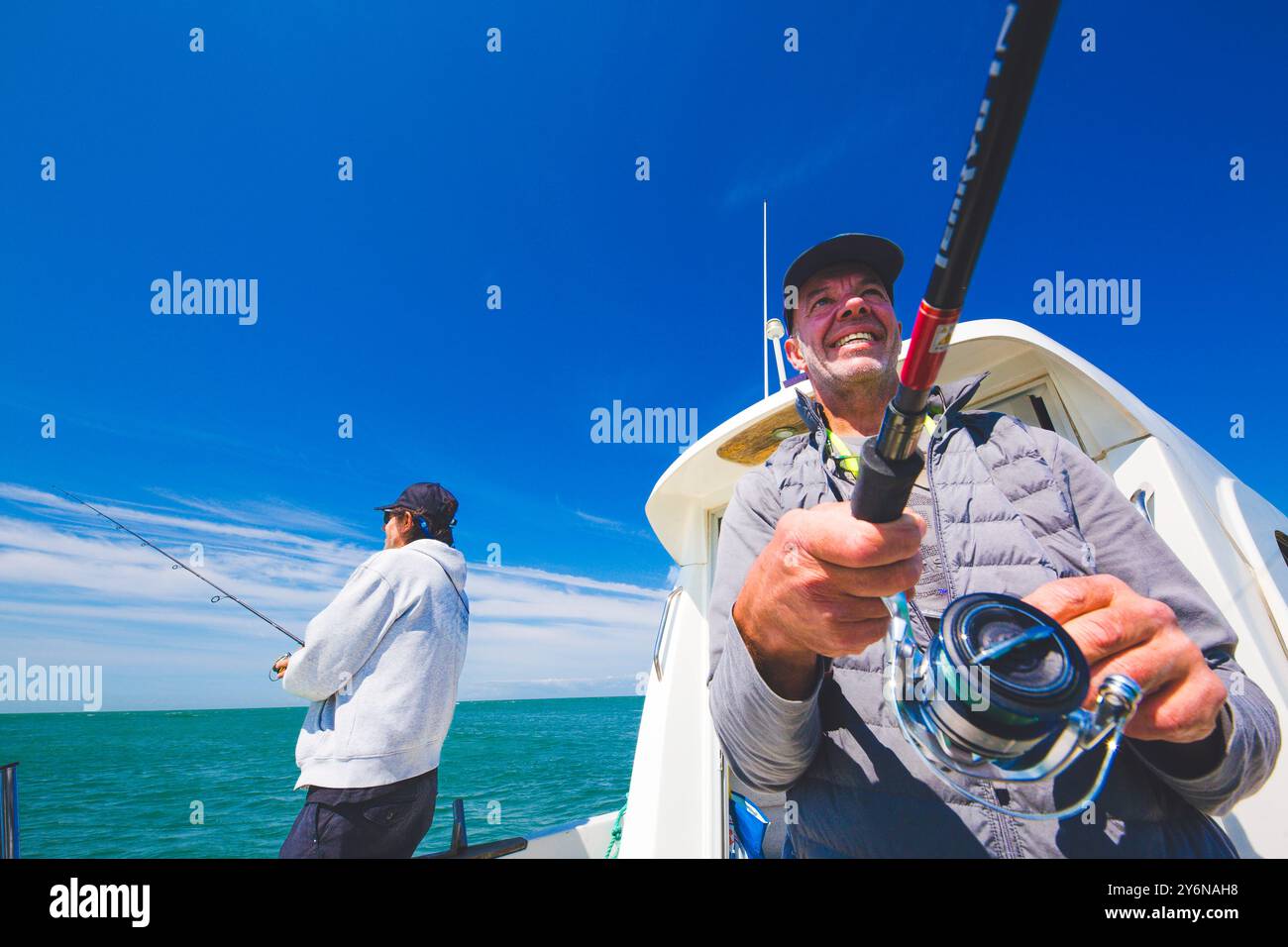 Bass fishing in the Strait of Pas-de-Calais Stock Photo - Alamy