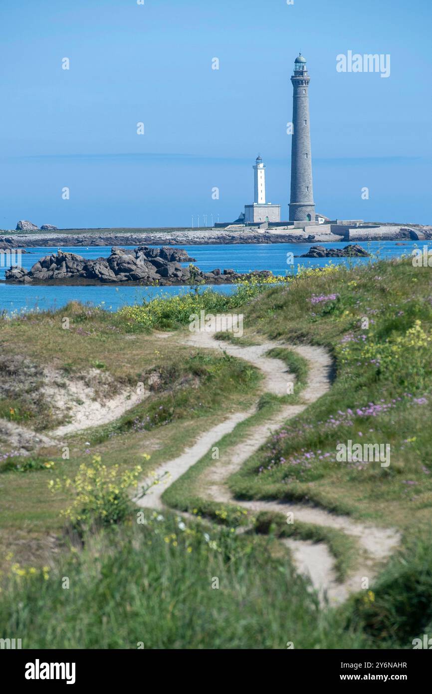 France. Brittany. Finistere. Plouguerneau. The 2 lighthouses of the ...