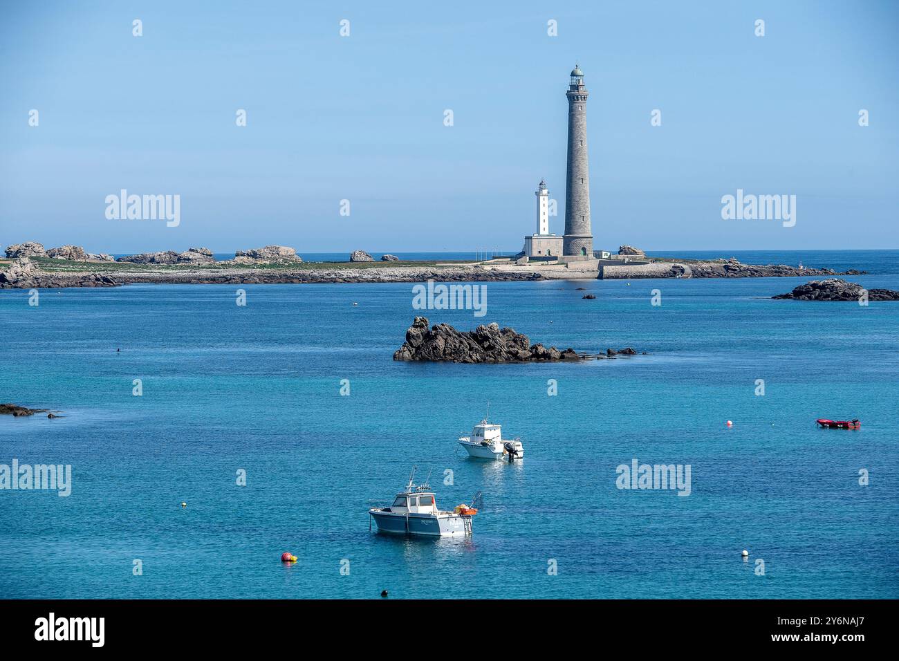 France. Brittany. Finistere. Plouguerneau. The 2 lighthouses of the ...