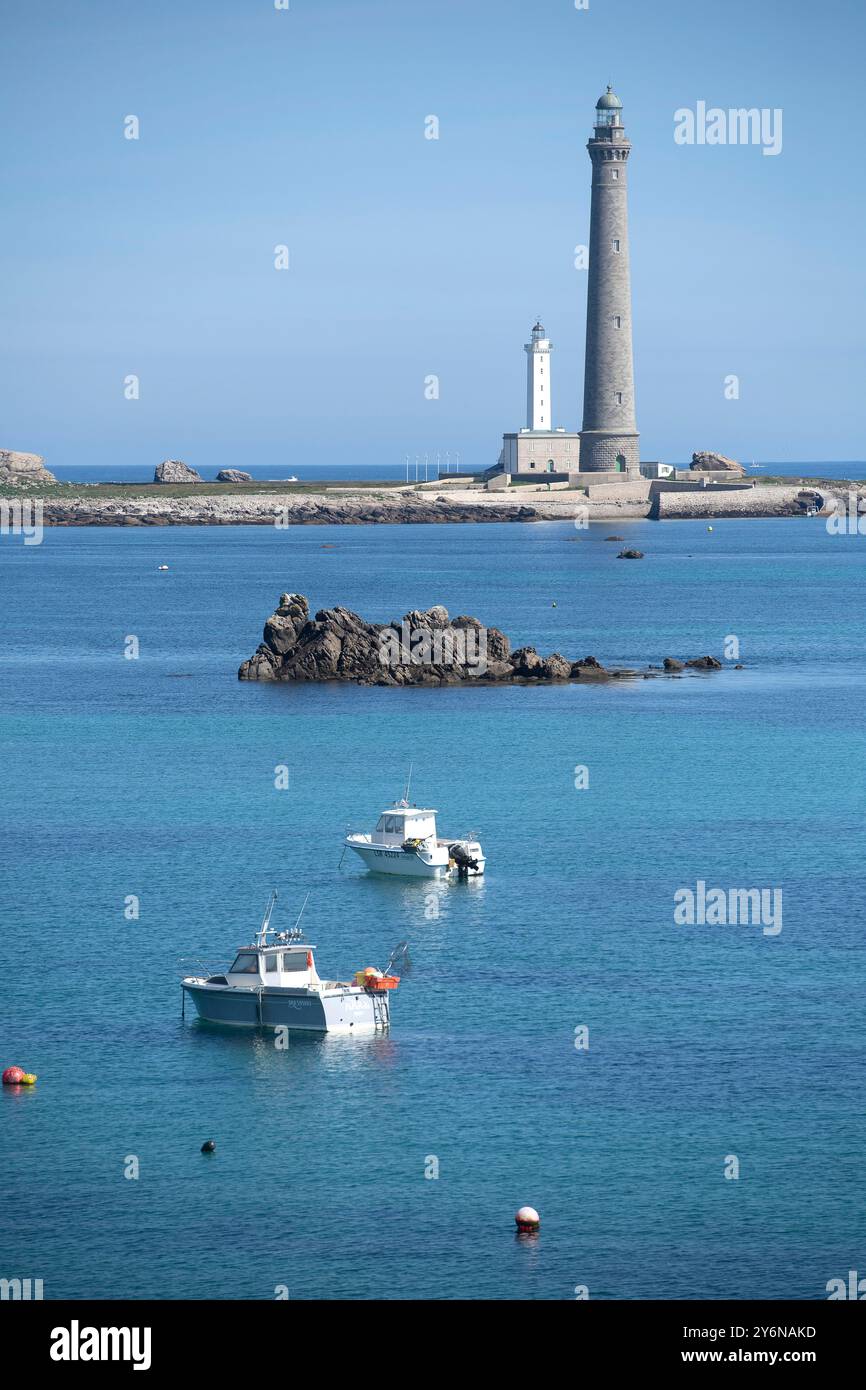 France. Brittany. Finistere. Plouguerneau. The 2 lighthouses of the ...