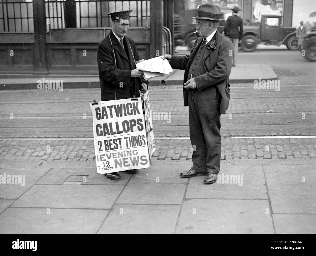 London Characters and types. A typical newspaper seller. September 1931 ...