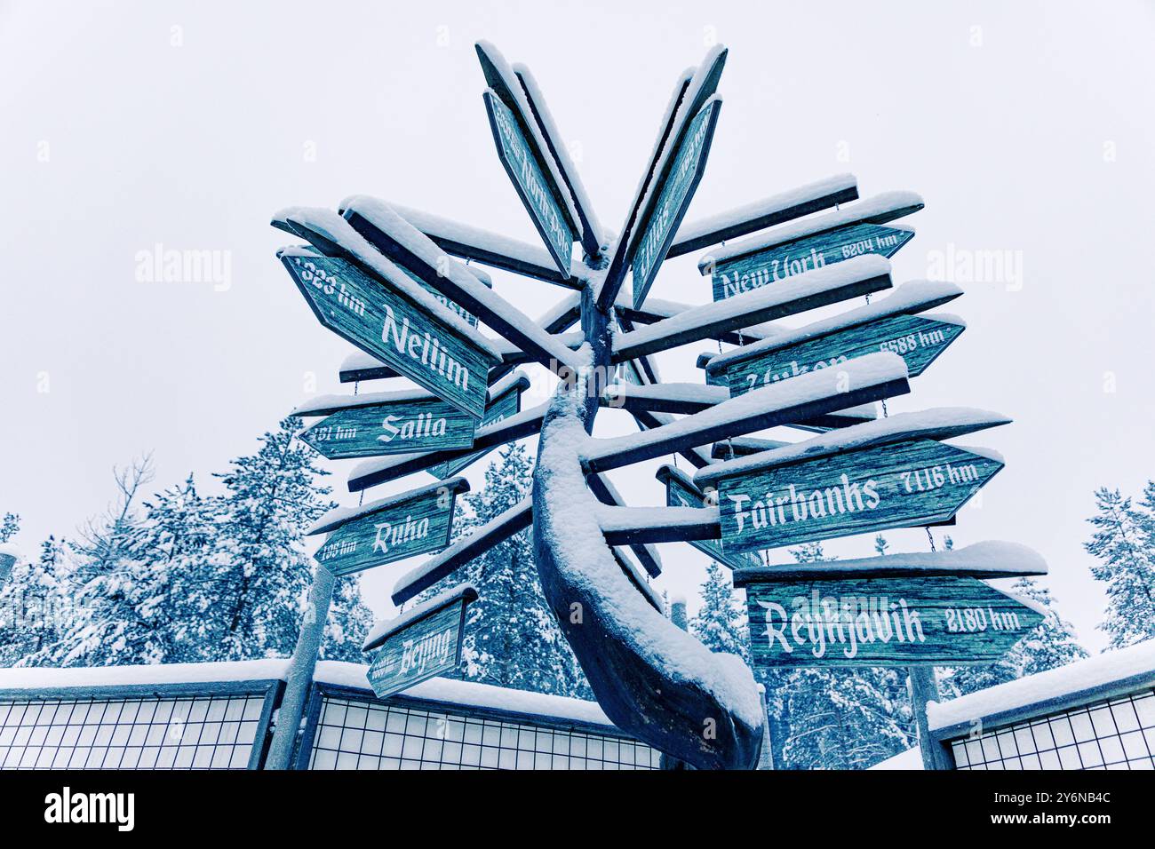Scandinavia, Lapland, Finland, signs indicating different directions ...