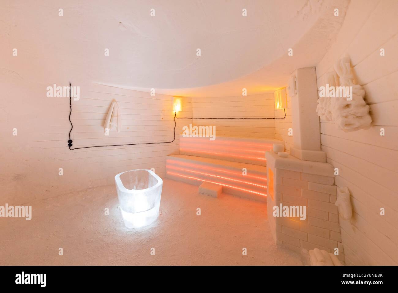 Scandinavia, Lapland, Finland, Kemi, the ice castle at the snow castle ...