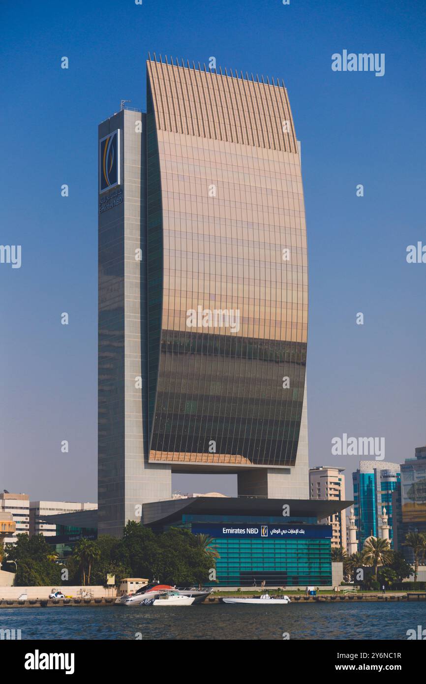 United Arab Emirates, Dubai, Deira district. Emirates NBD bank Stock ...