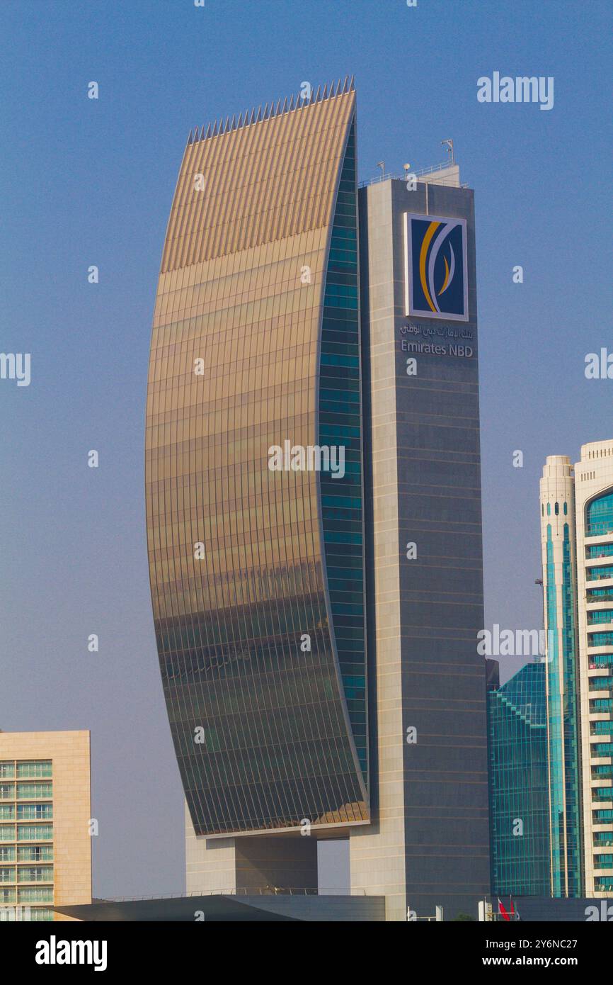 United Arab Emirates, Dubai, Deira district. Emirates NBD bank Stock ...