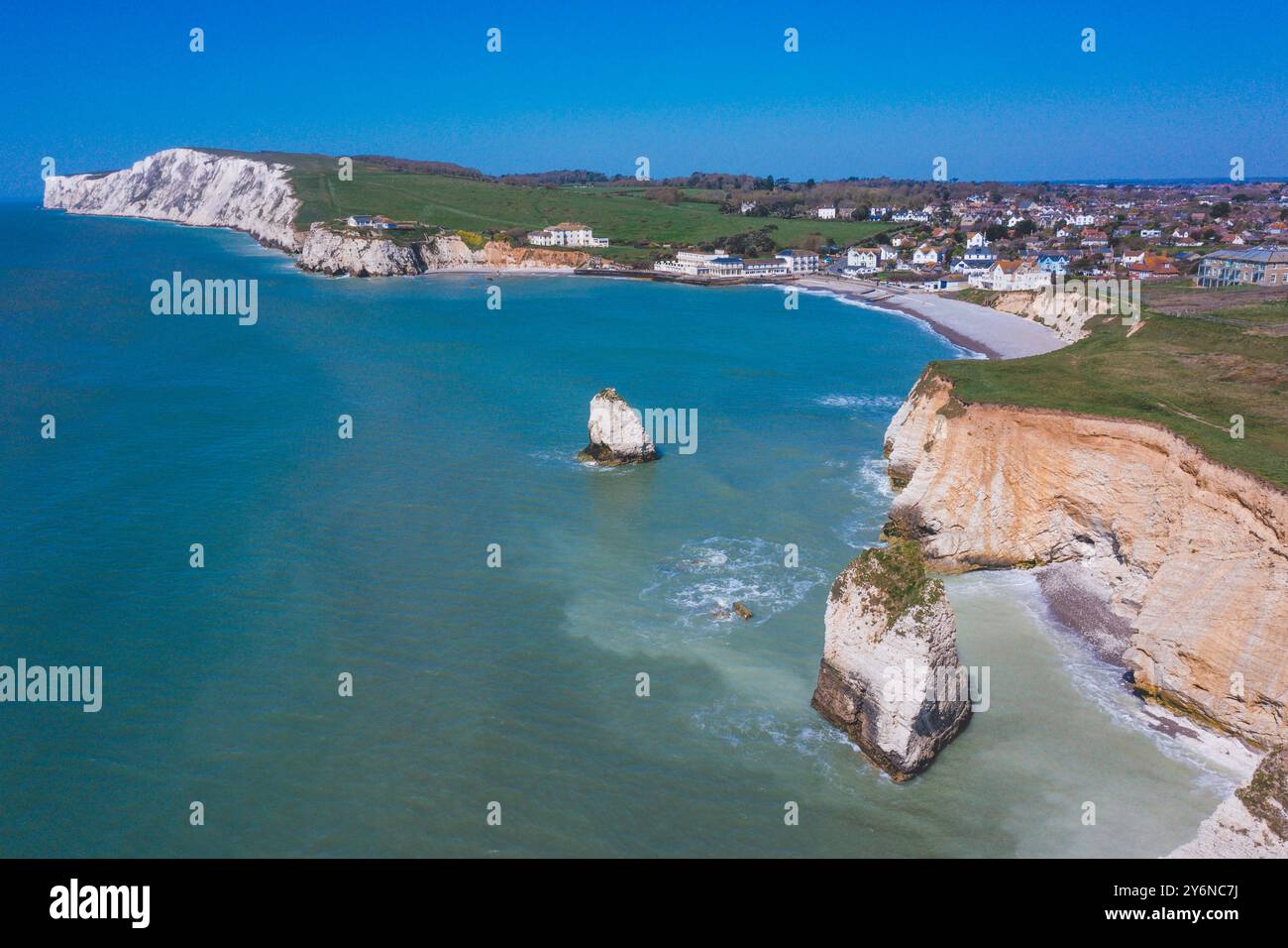 United Kingdom, England, Isle of Wight. Freshwater. Freshwater Bay ...