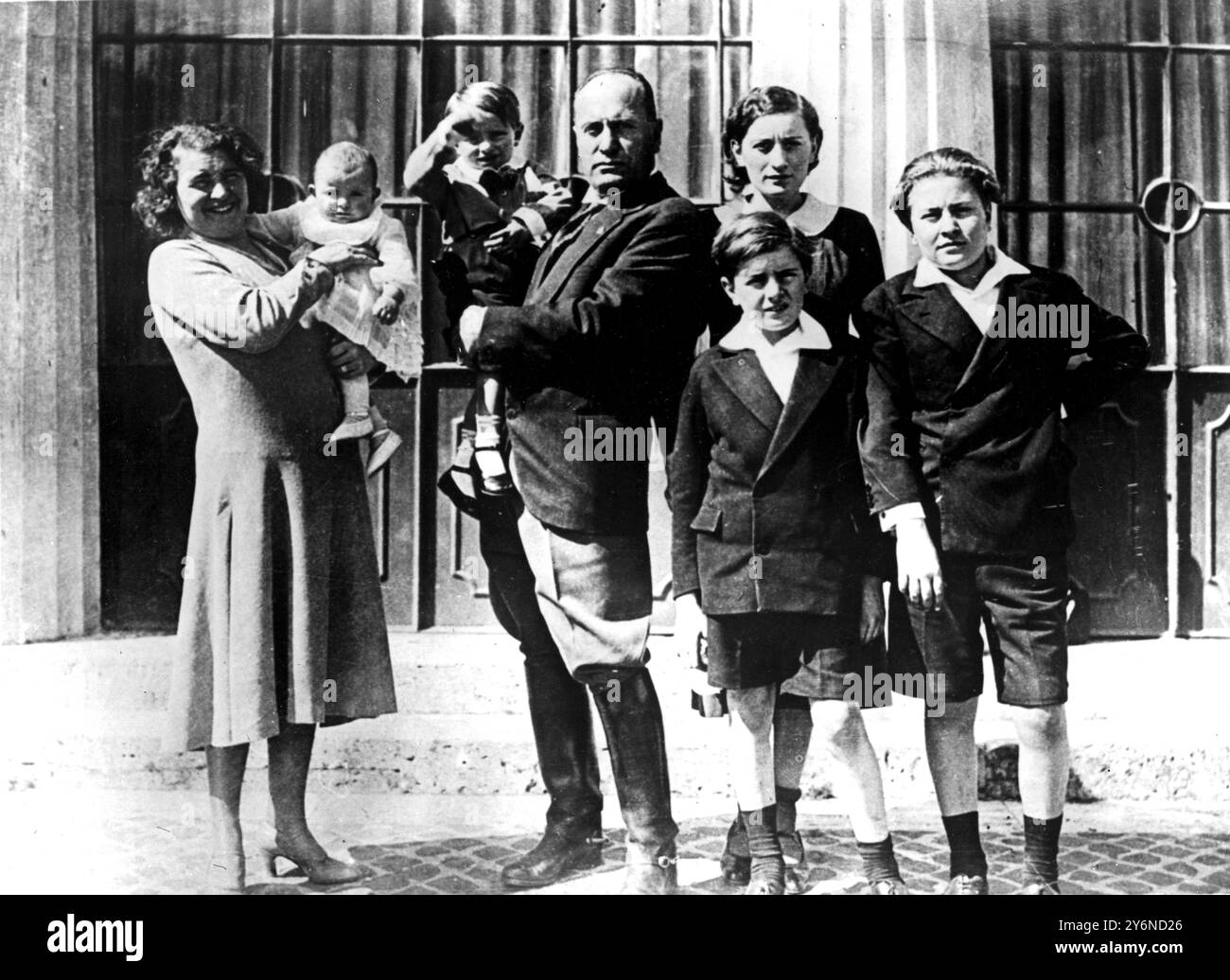 Mussolini as a family man. Mussolini with his wife and family Wife is ...
