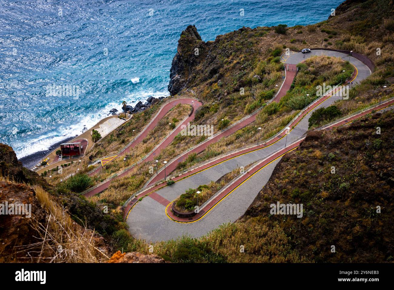 Portugal, Madeira Island, Canico, winding road to Garajau beach Stock ...