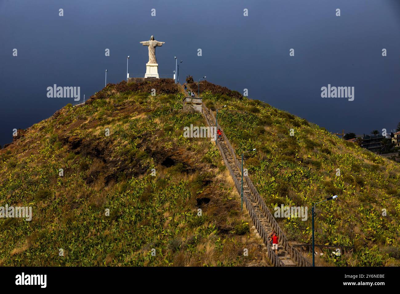 Portugal, Madeira Island, Canico, , statue of Christ the King of ...