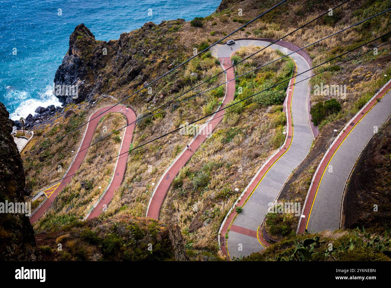Portugal, Madeira Island, Canico, winding road to Garajau beach Stock ...