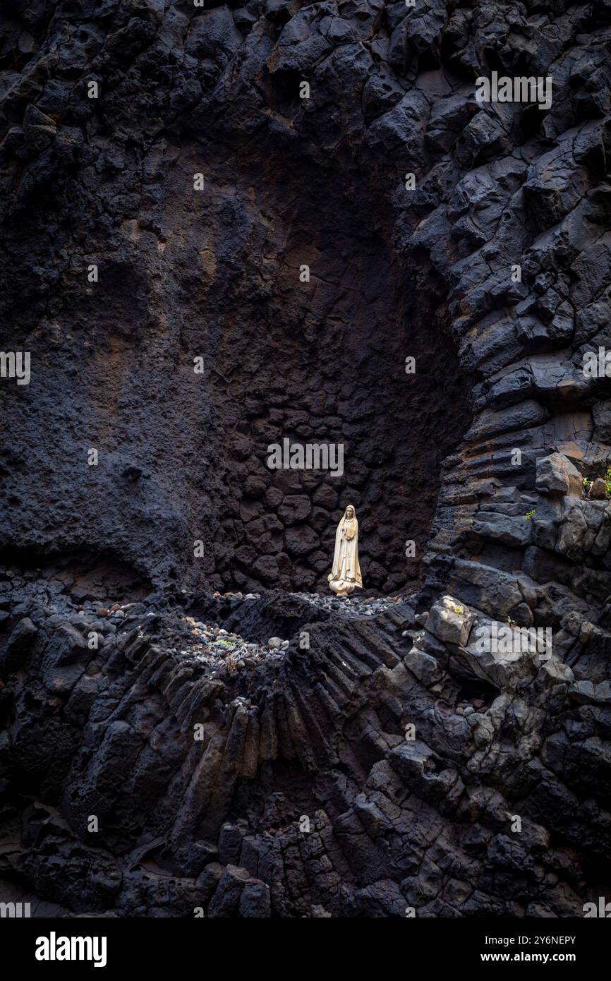 Portugal, Madeira Island. Ribeira da Janela, statue of the Virgin Stock ...