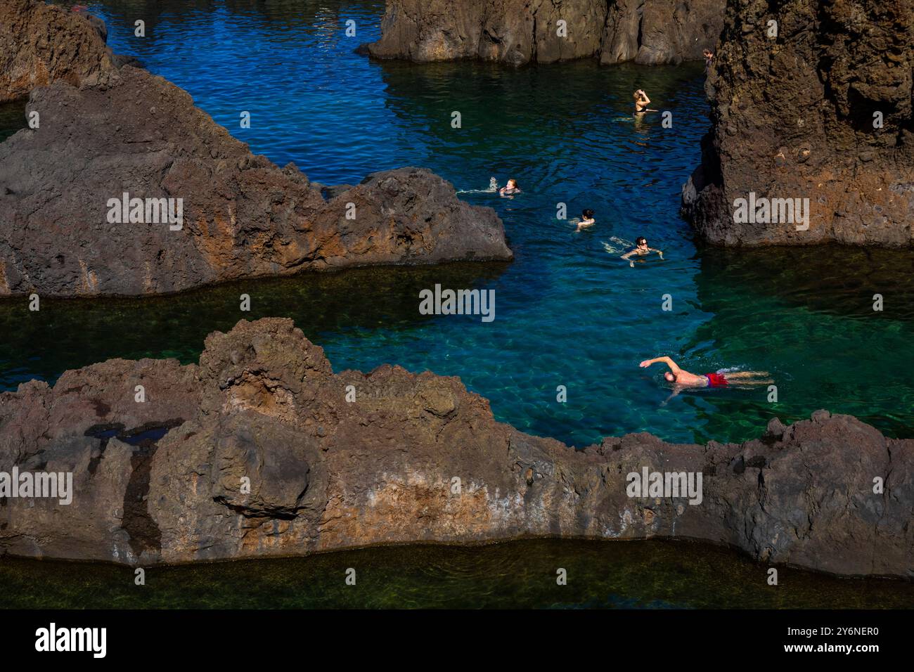 Portugal, Madeira Island. Porto Moniz. Natural Swimming Pools of Porto Monìz. Piscinas Naturais ...
