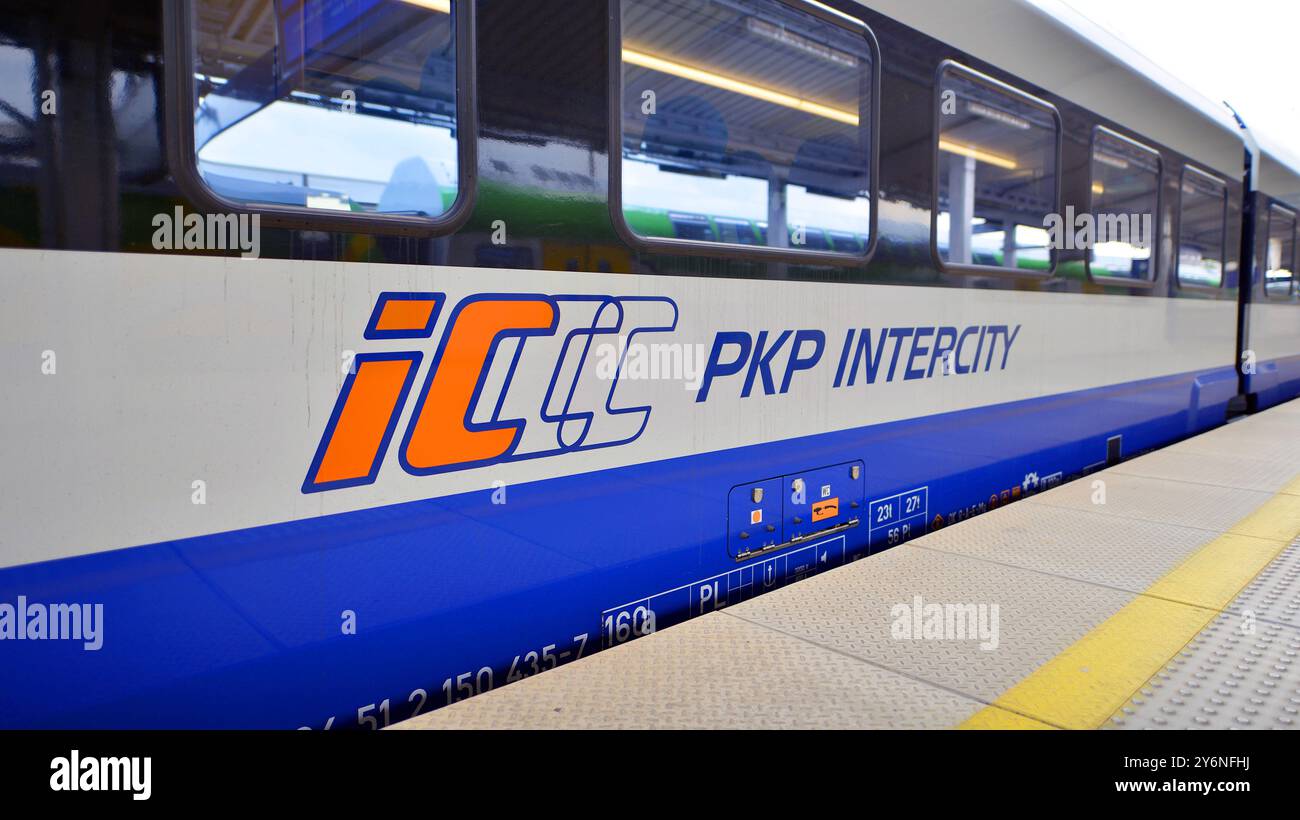 Warsaw, Poland. 14 September 2024. The intercity train stands at the ...