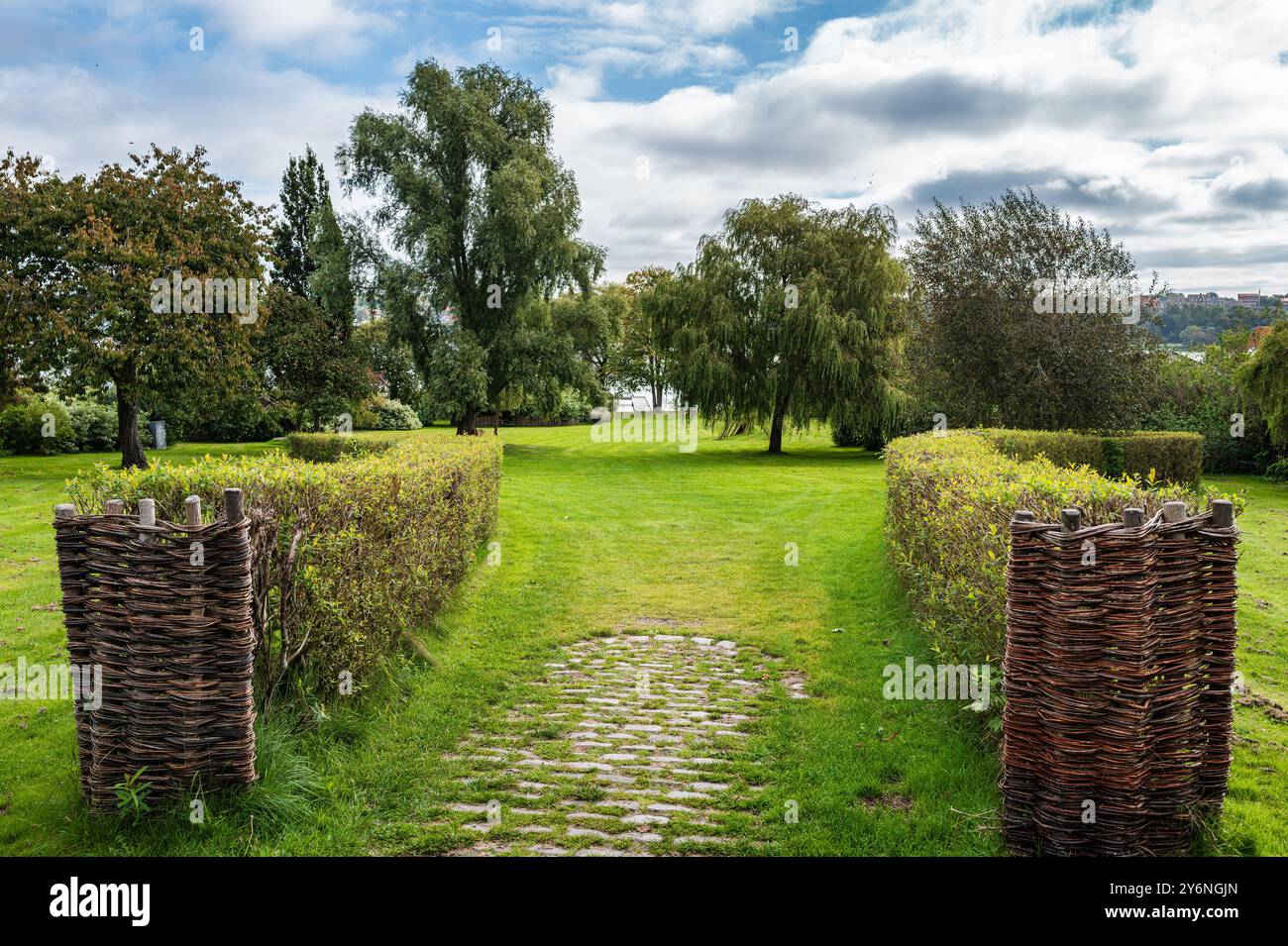 Lakeside from the closer parts of the medieval city Viborg, Denmark ...