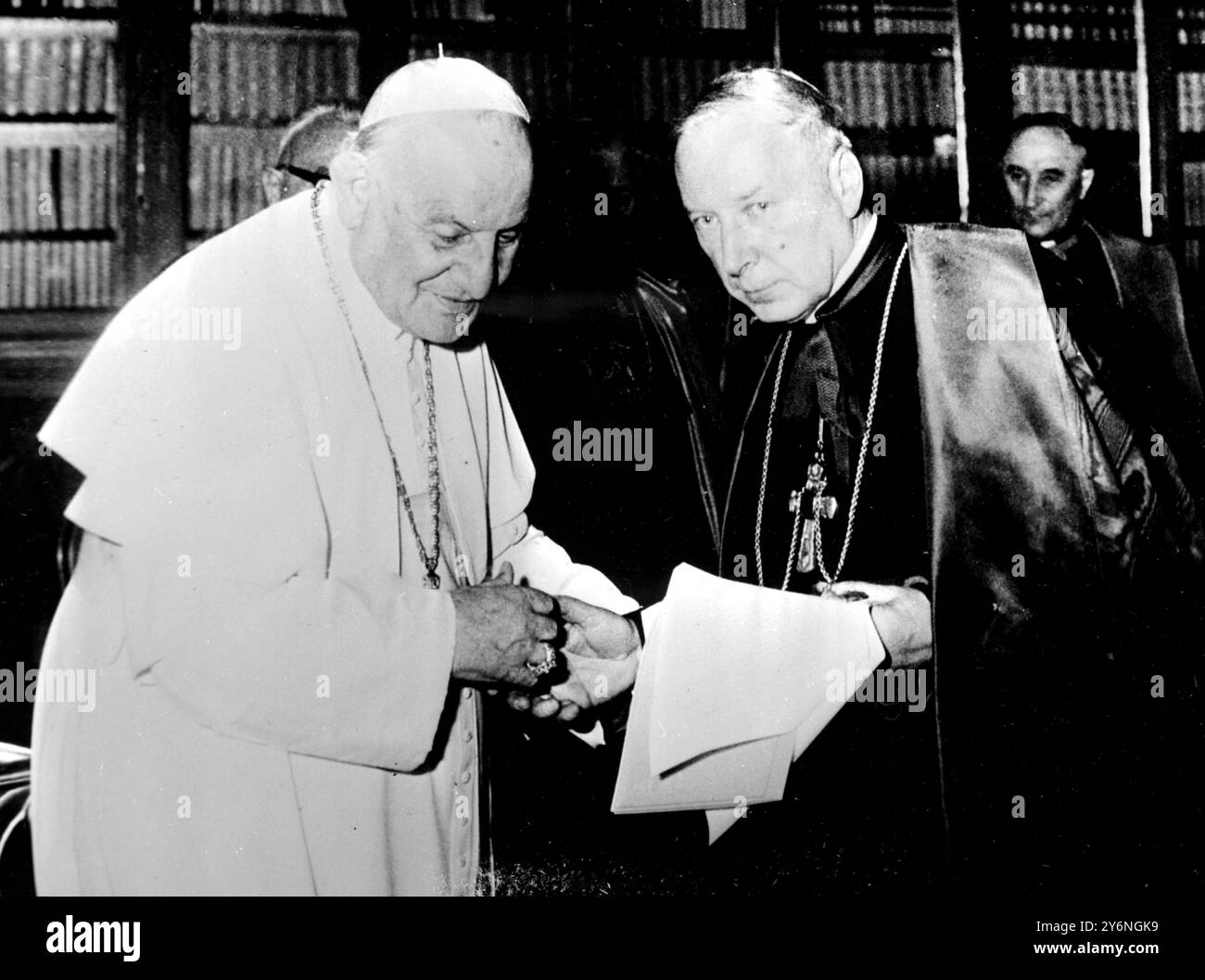 Vatican City (Rome): Pope John (left) greets Stefan, Cardinal Wyszynski ...