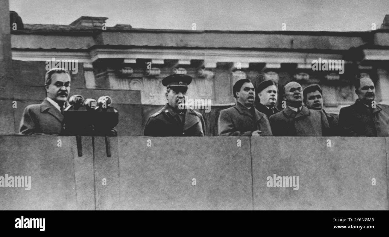 Moscow At the funeral of M I Kalinin in Red Square are left to right ...