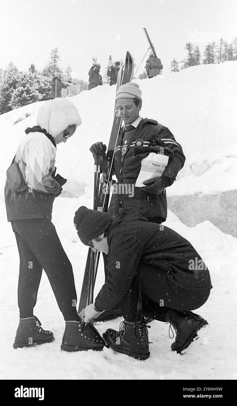 St. Moritz: During his first ski excursion on the Chantarella Slopes ...