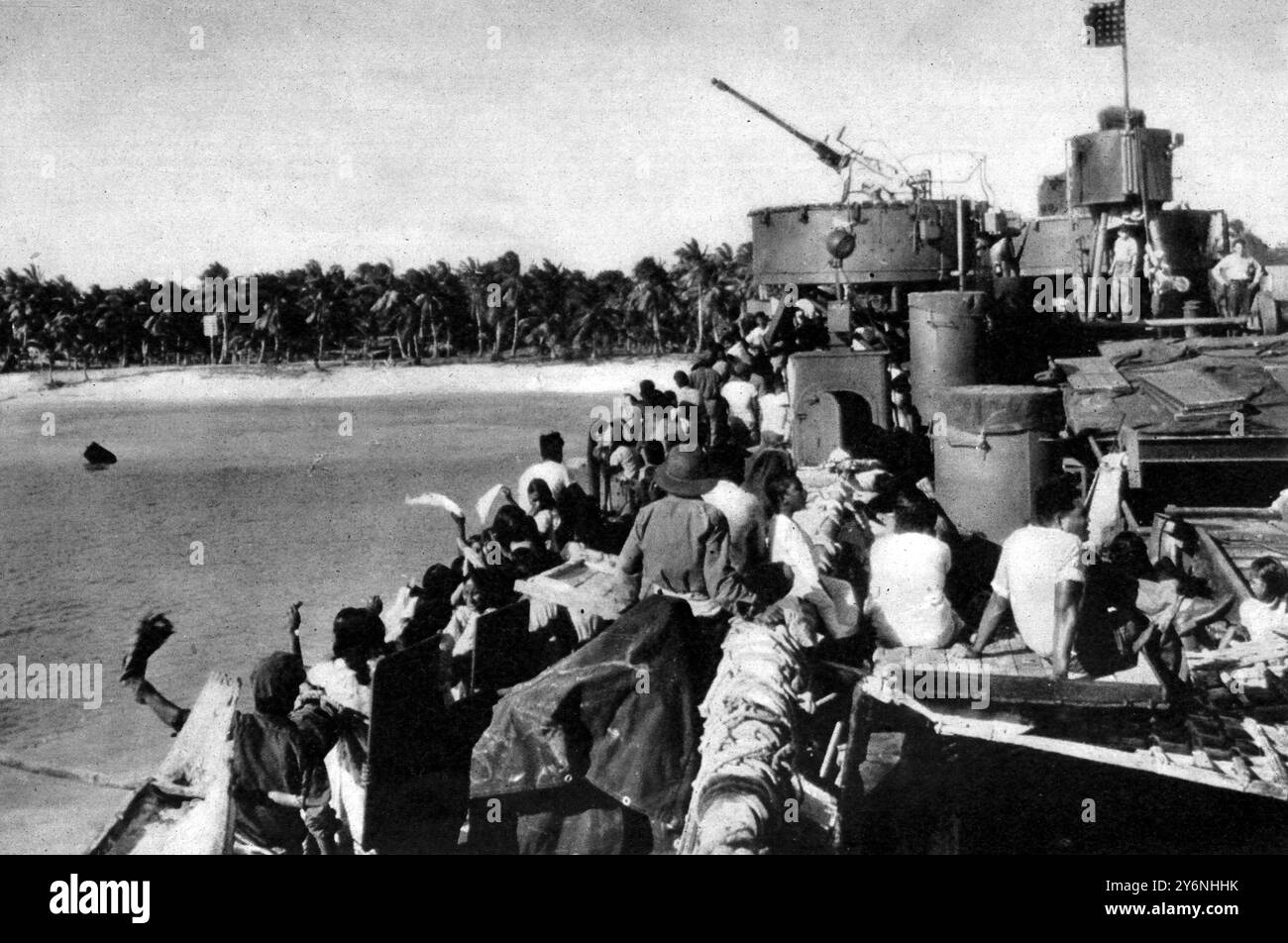 The first sufferers from the atom tests, Bikini evacuated. Natives ...