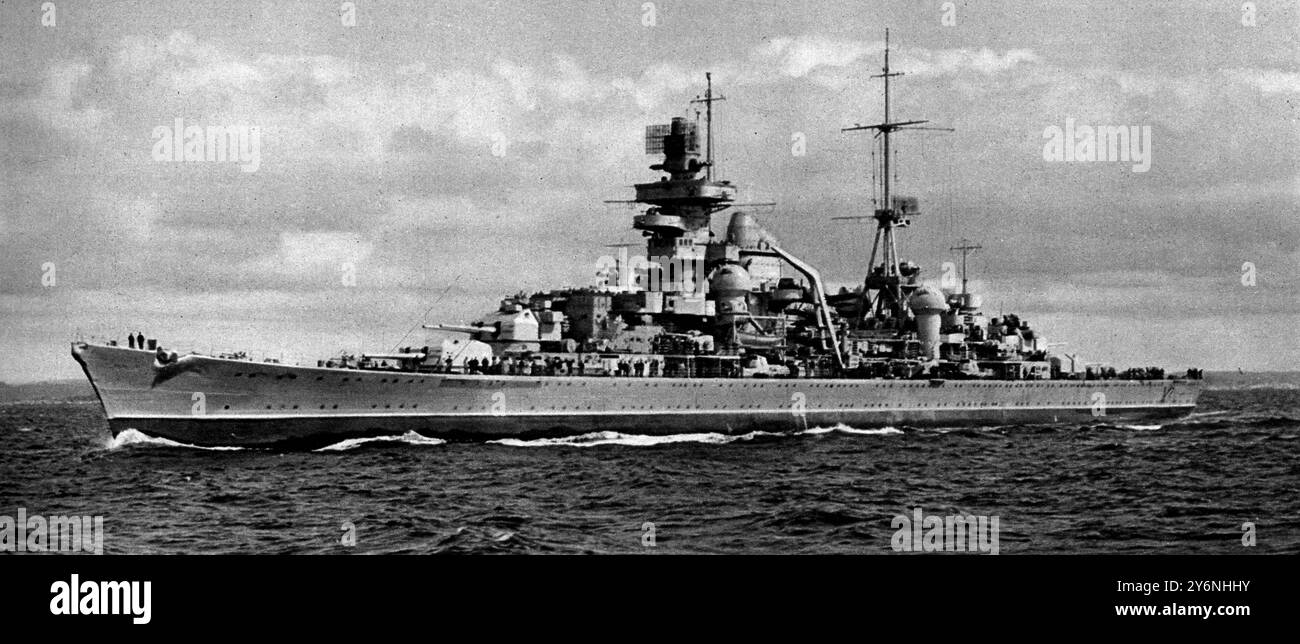 The German Heavy Cruiser, Prinz Eugen in full war dress and under her ...