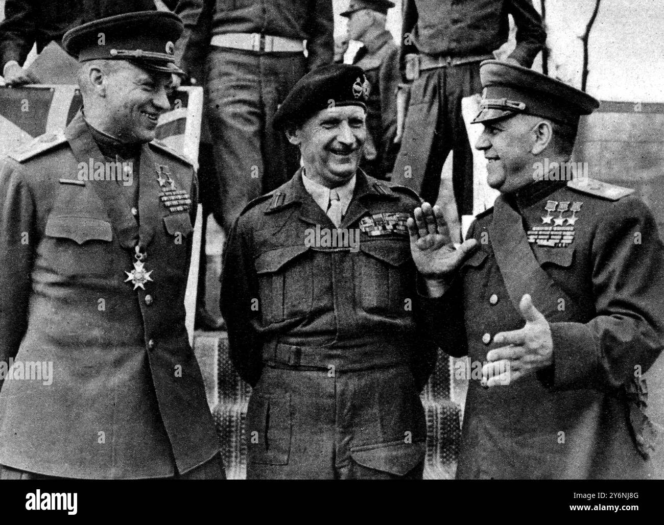 Marshal Rokossovsky, left, and Marshal Zhukov, right, wearing the ...