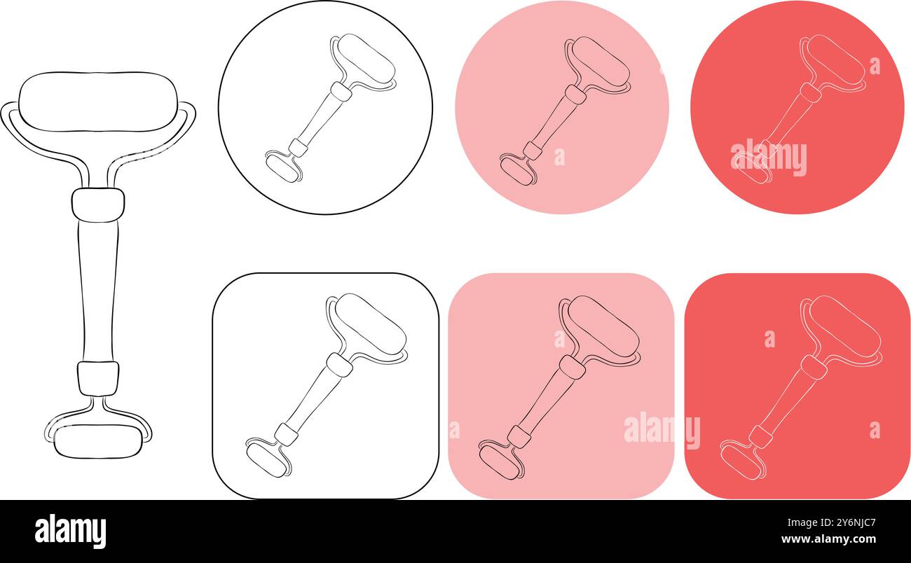 Derma roller vector logo designed in a line style on white background ...