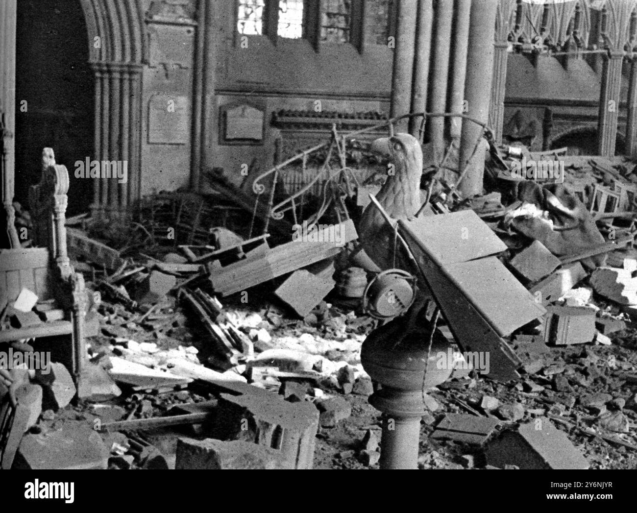 Exeter Cathedral damaged: A Hun bomb struck the South choir aisle, and ...