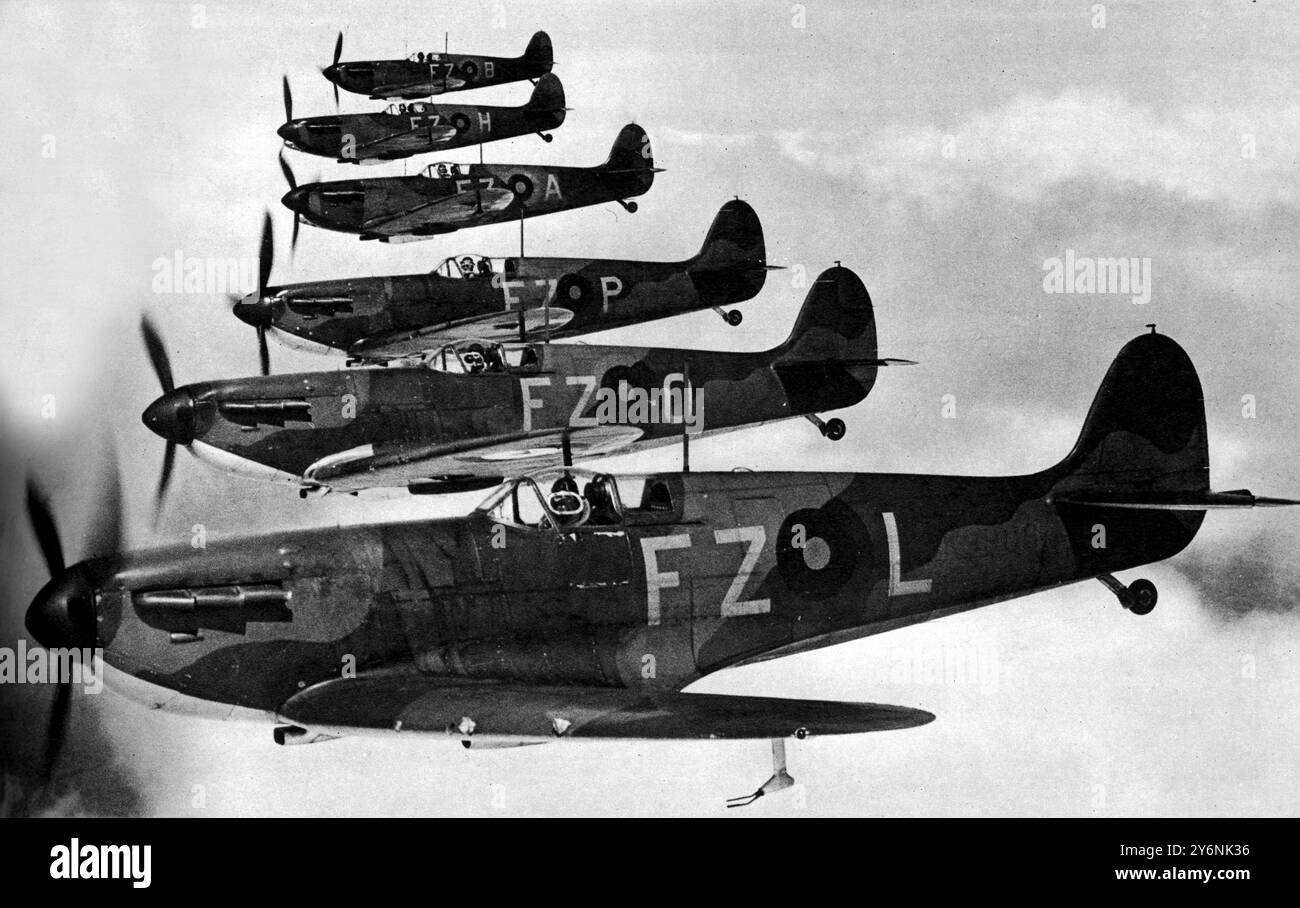 The fastest fighters in the RAF, a squadron of supermarine 'Spitfires ...