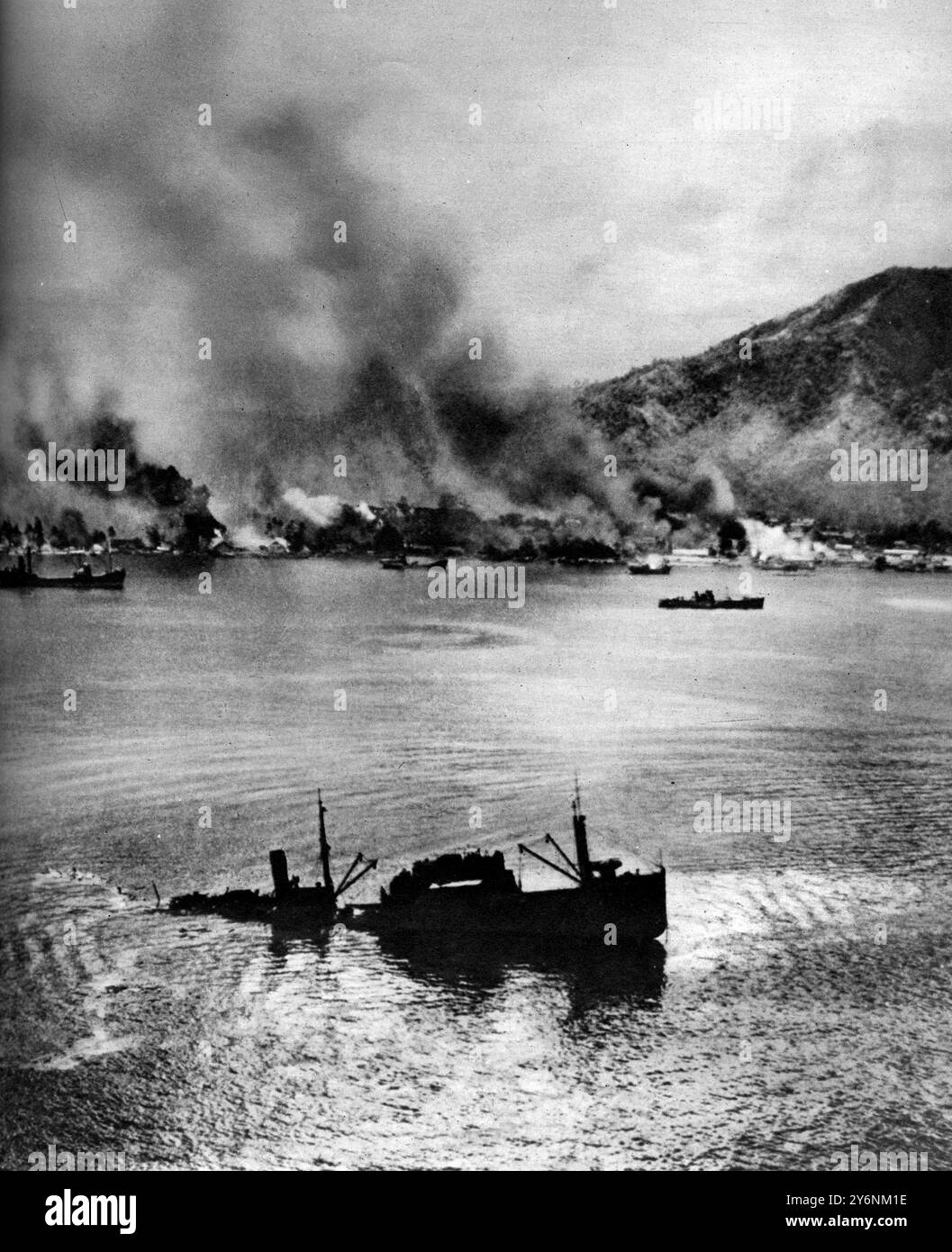 One of 17 air raids on Rabaul Harbour US Air Force bombers raid on ...