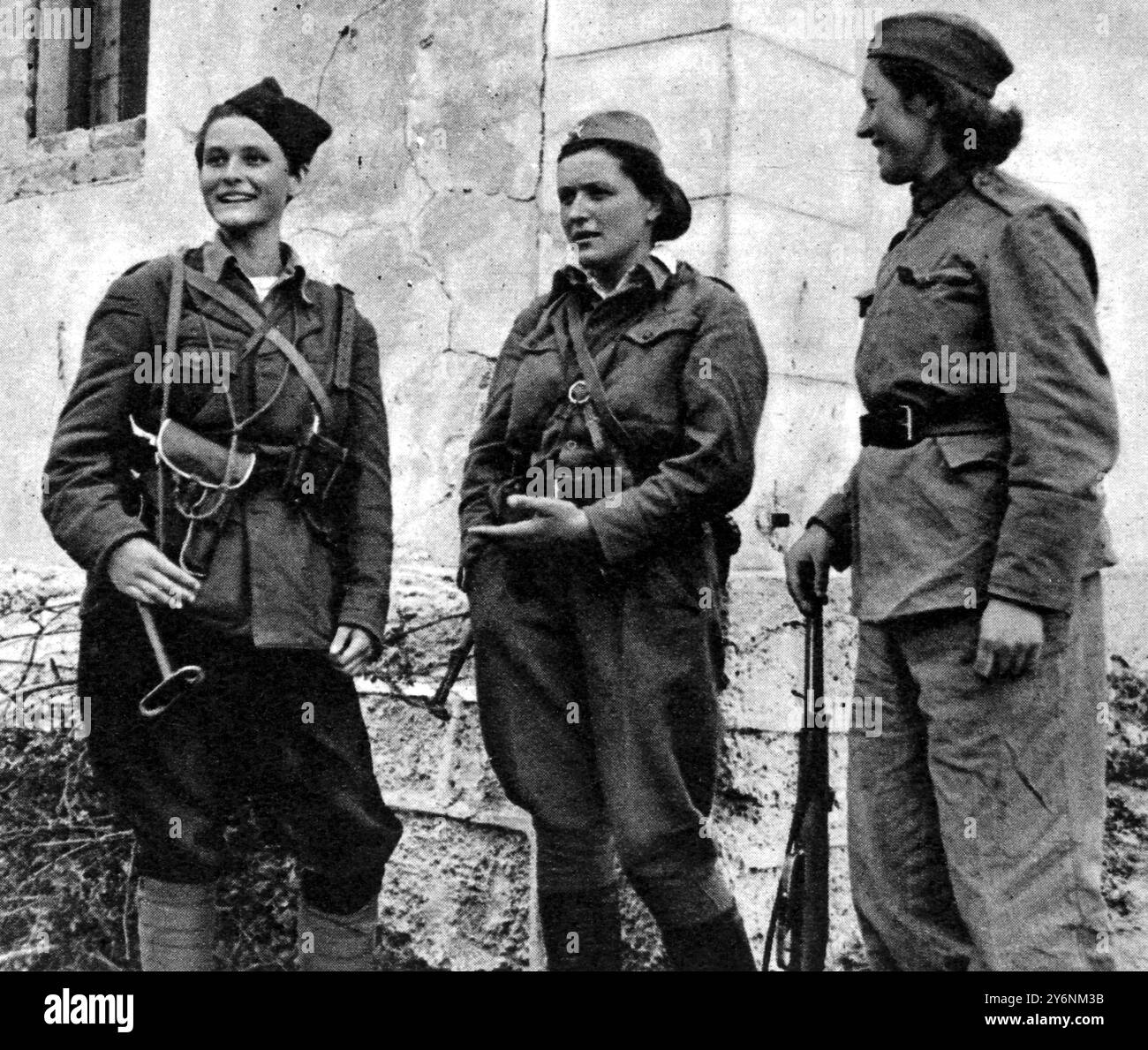 Three fully armed Partisan girls who attended the second Anti Fascist ...