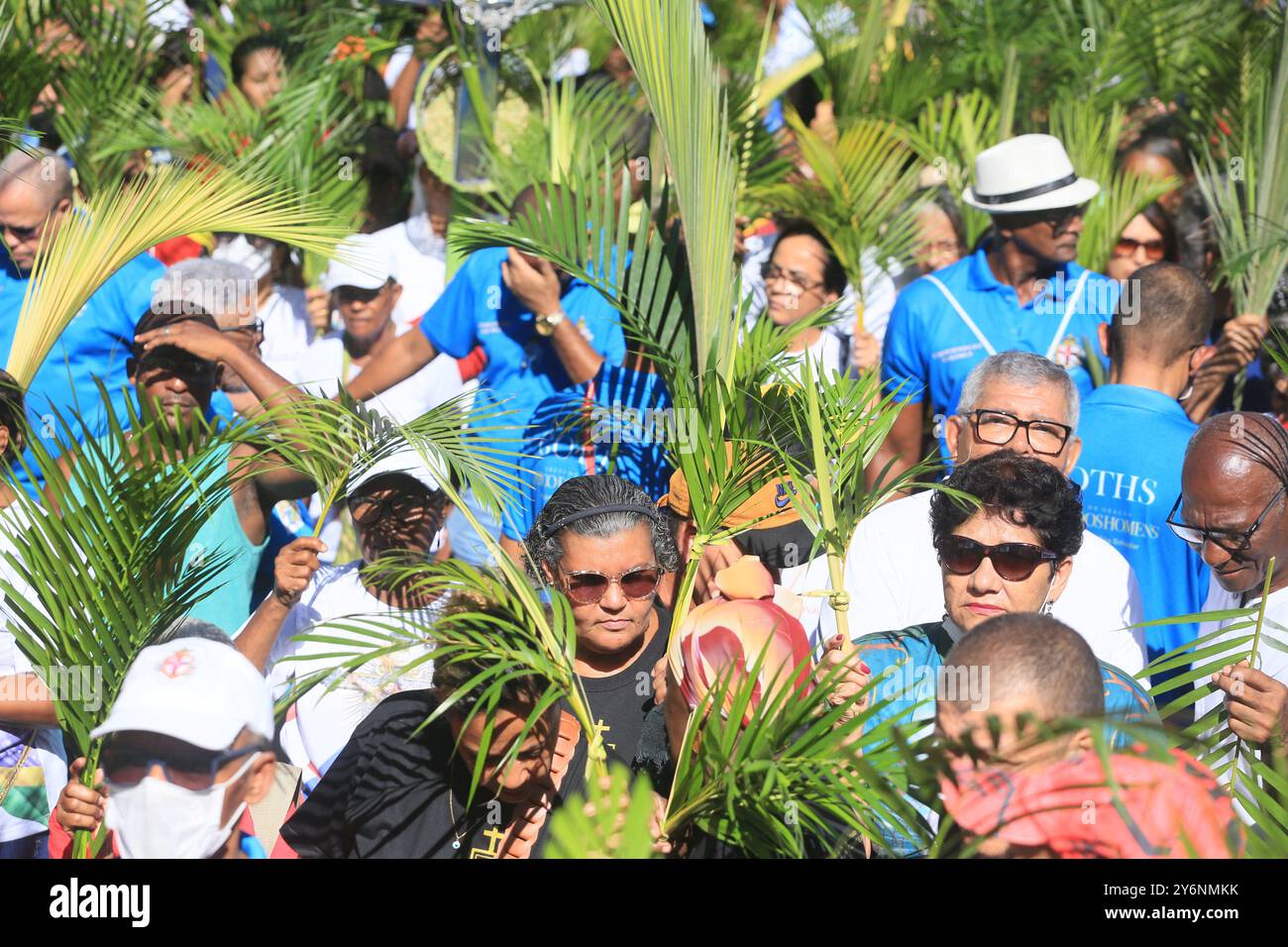salvador, bahia, brazil - april 2, 2023: Catholics celebrate Palm Sunday, the date marked by the ...