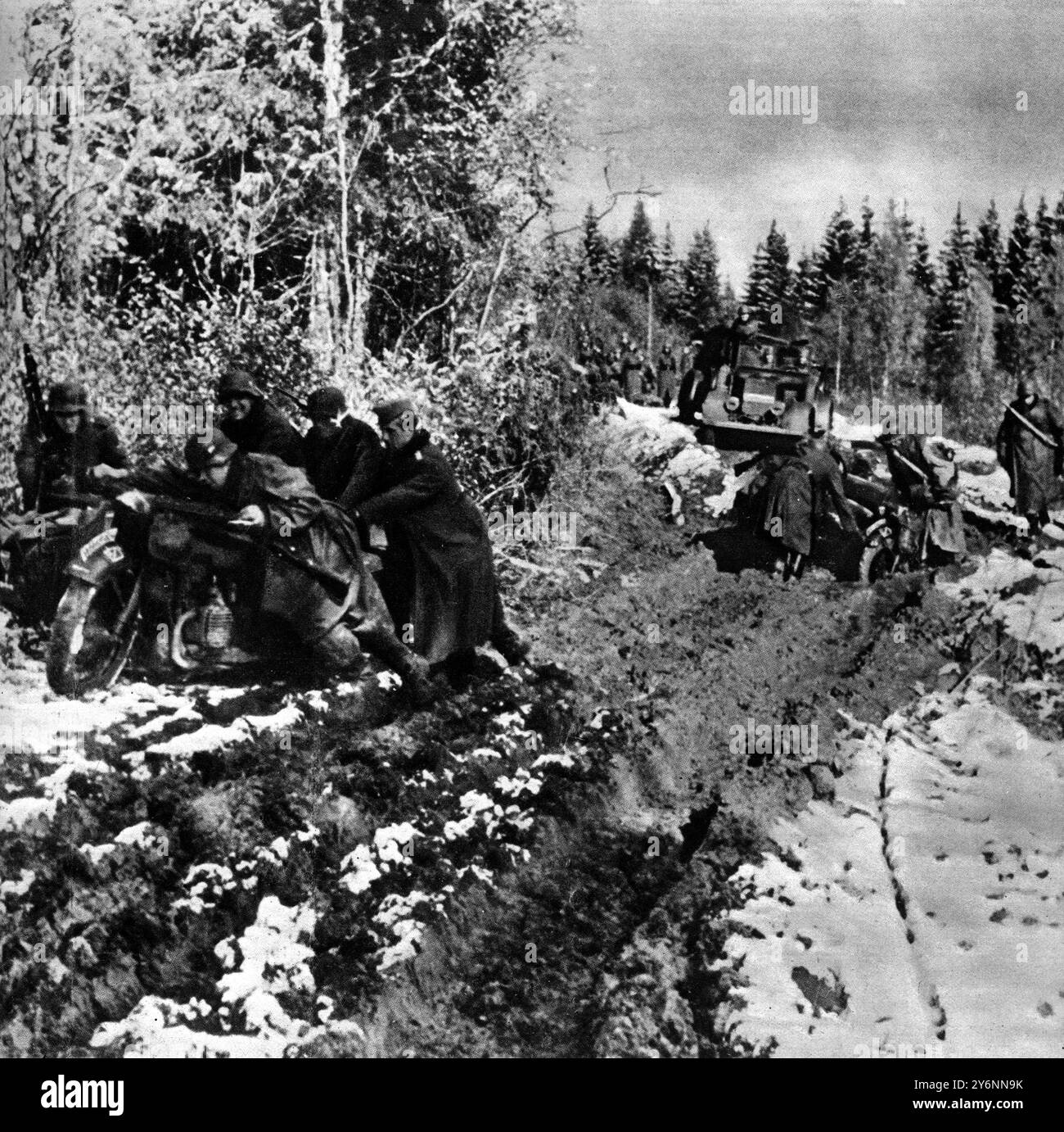 The snows of Russia, an enemy picture showing German soldiers advancing ...