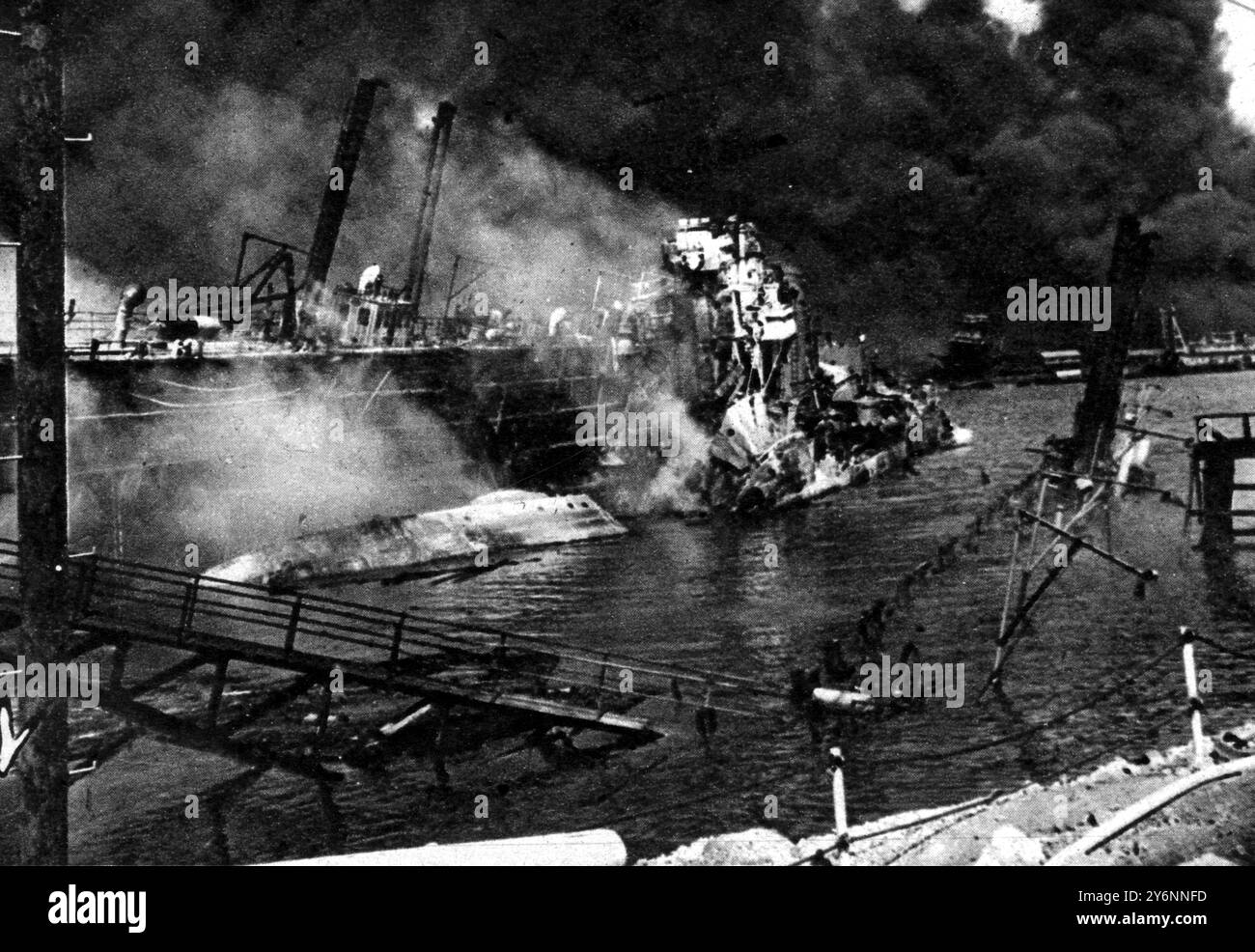 Pearl Harbour December 7th 1941 The US Destroyer Shaw lies a mass of ...